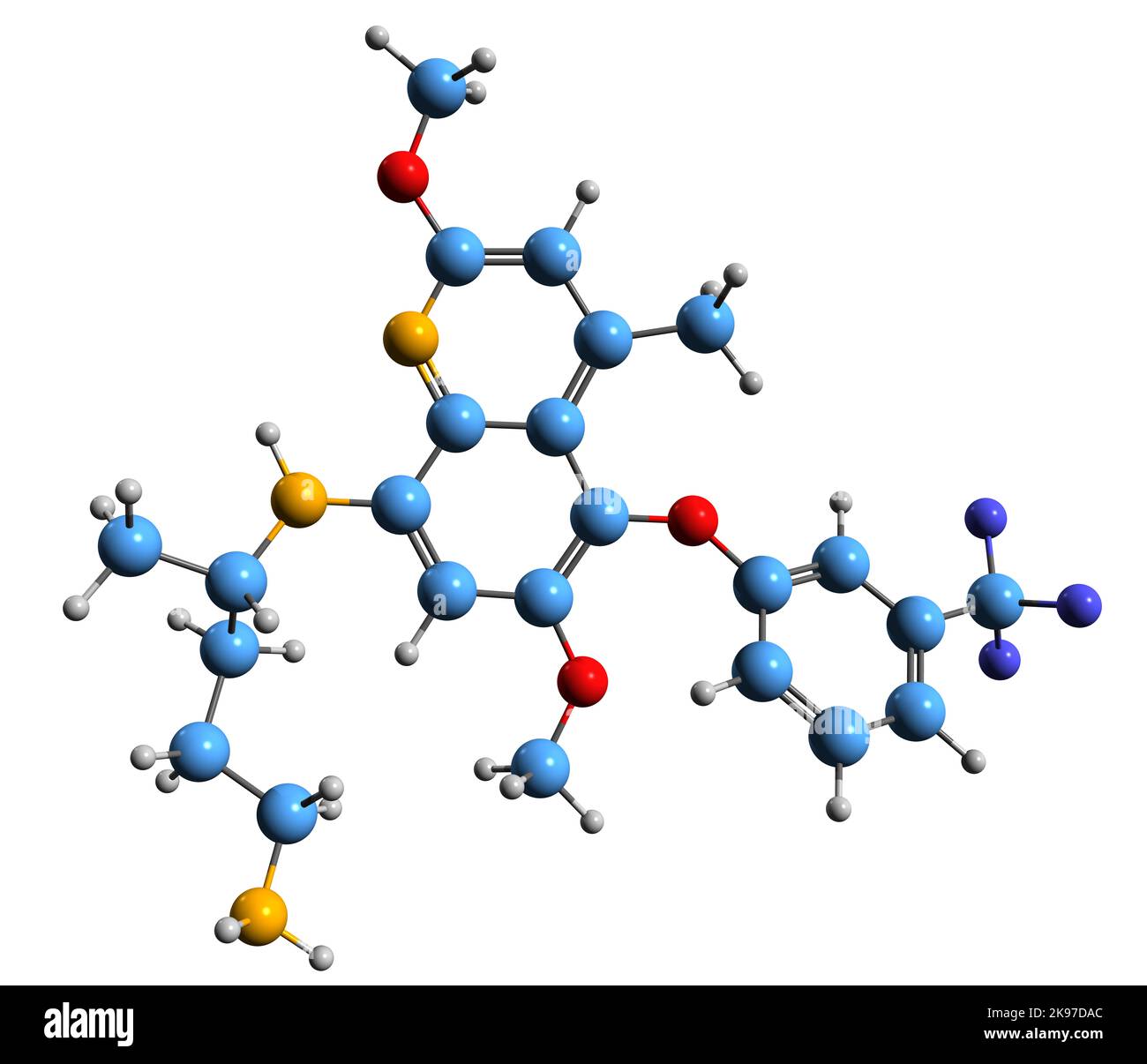 3D Bild der Skelettformel von Tafenoquine - molekulare chemische ...