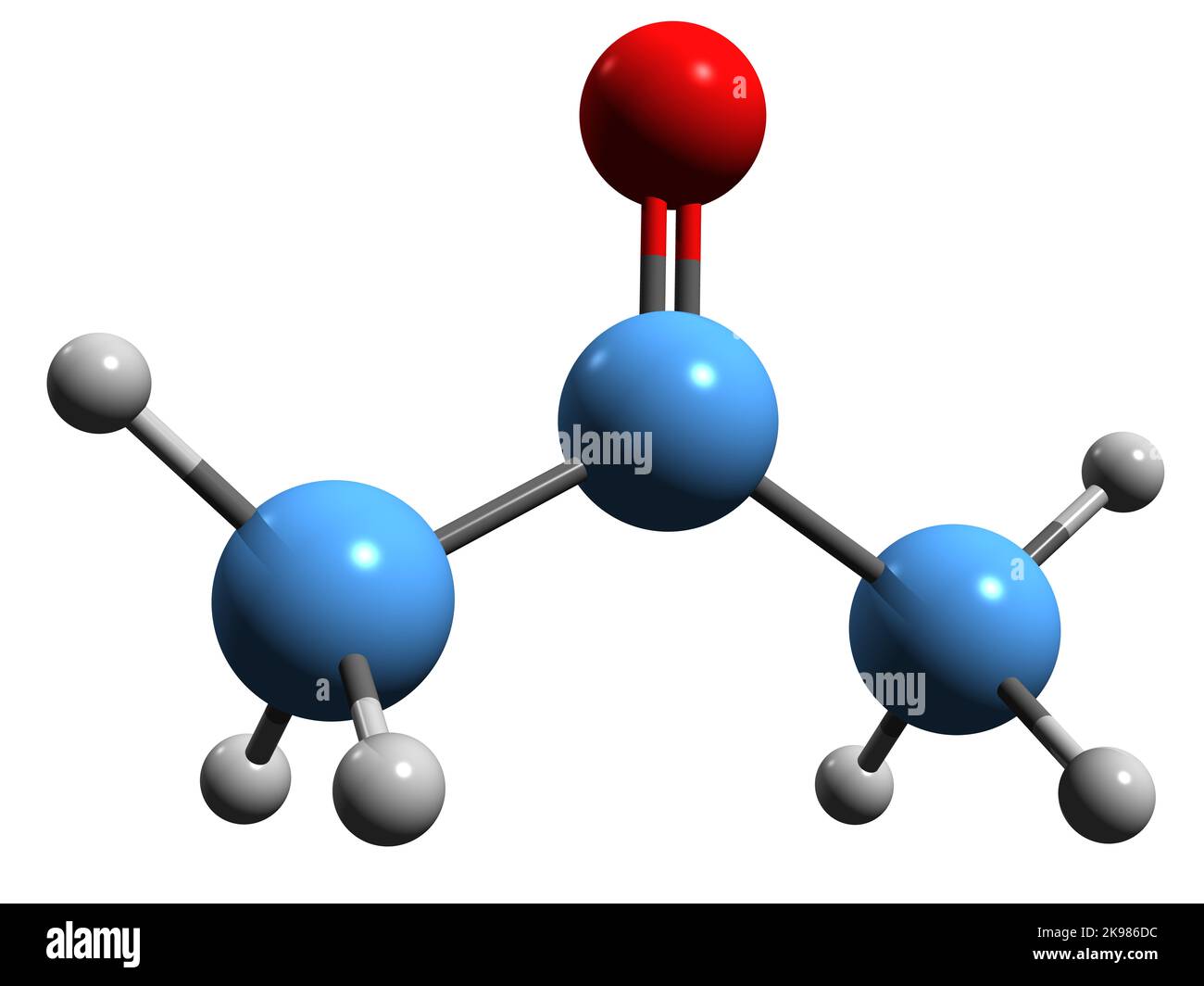 3D Aufnahme der Skelettformel des Aceton - molekulare chemische ...