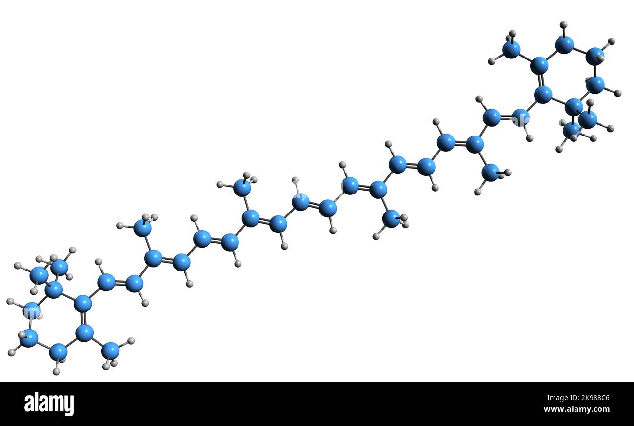 3D Bild der Skelettformel von Beta-Carotin - molekulare chemische ...