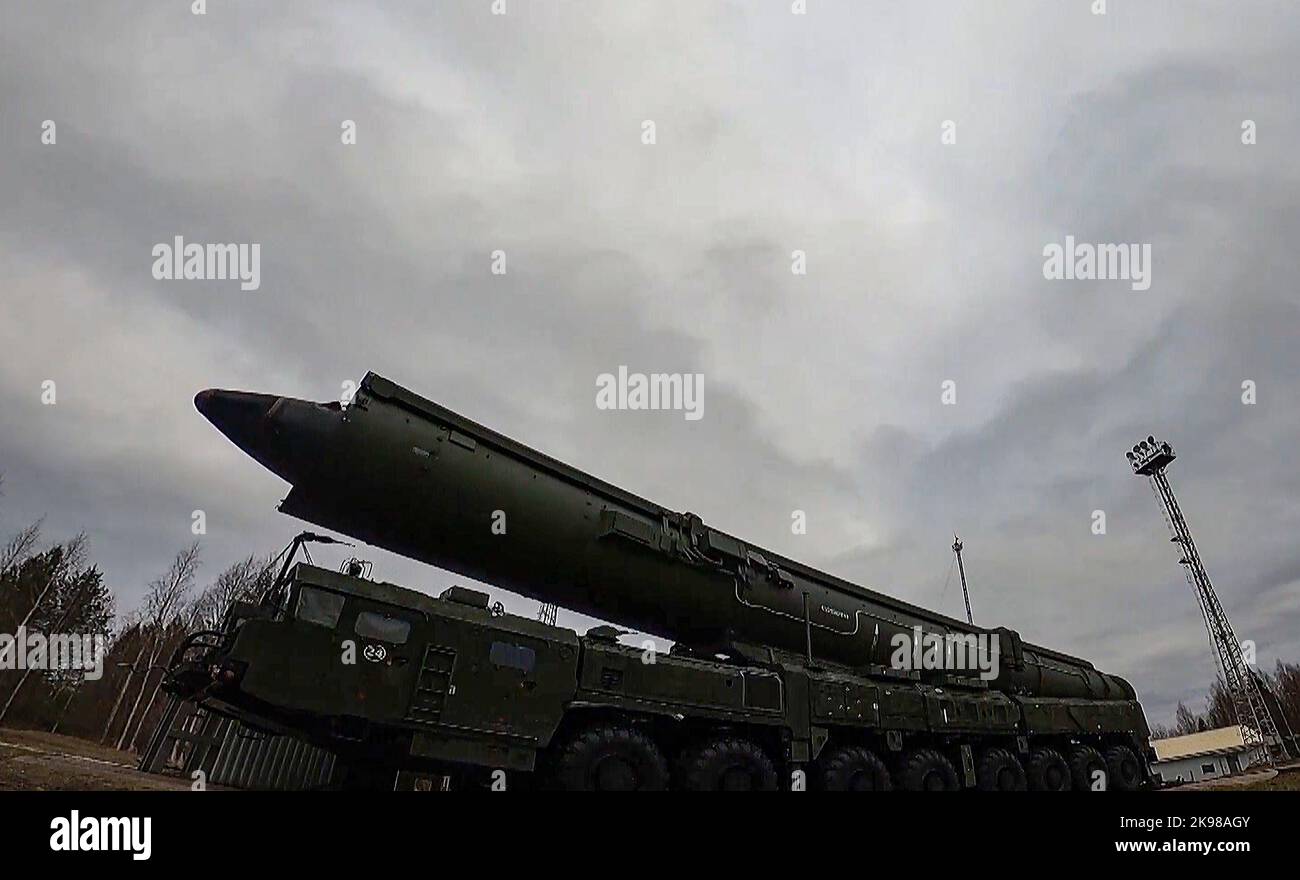 Eine Yars interkontinentale ballistische Rakete wird im Rahmen der ...