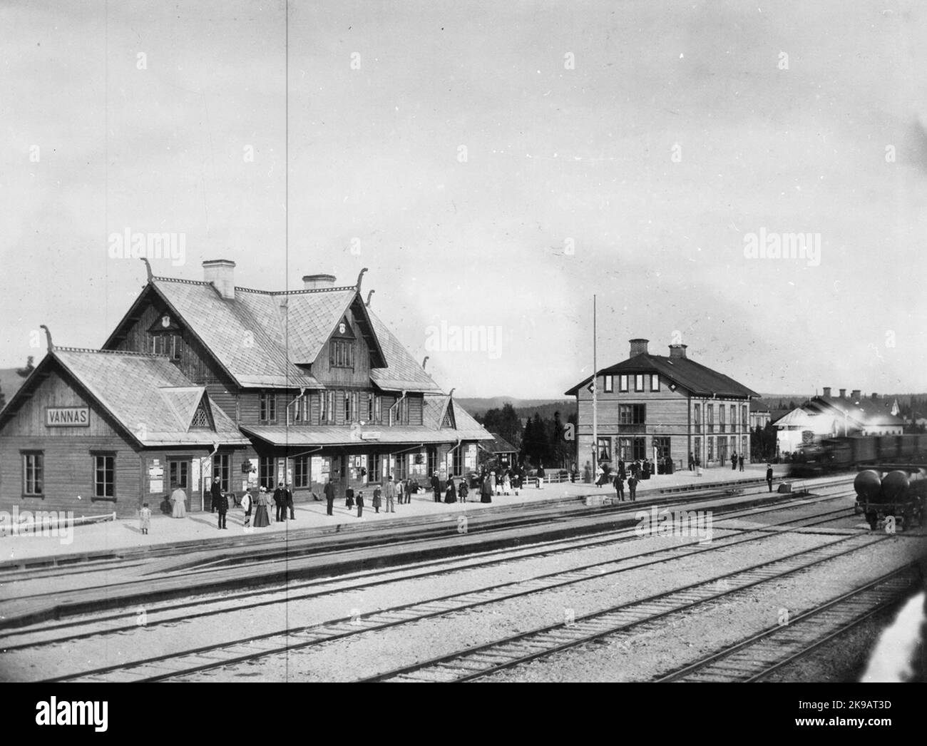 Der Bahnhof wurde 1889 gebaut. Mechanisches Getriebe. Zweistöckiges ...
