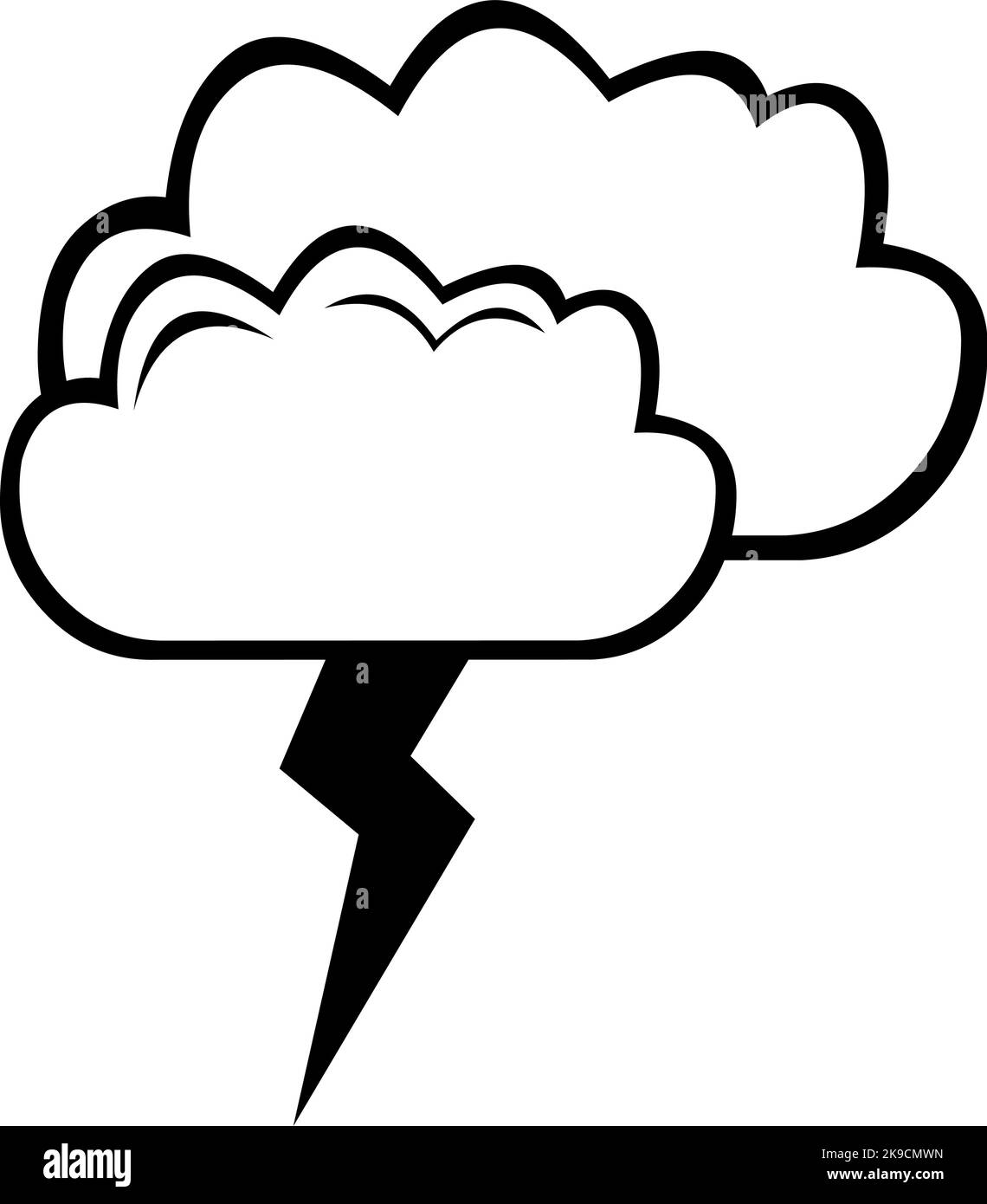 Vektor-Illustration von Wolke Symbol mit Donner oder Blitz, in schwarz ...