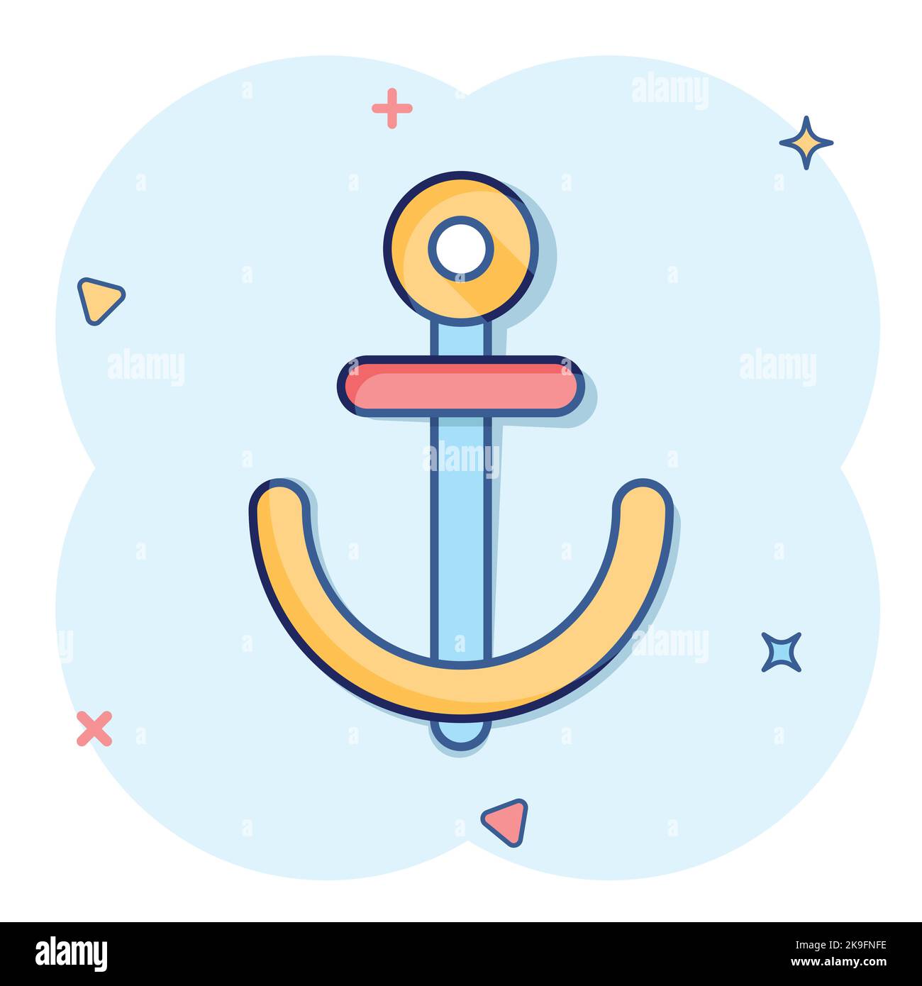 Boot Anker-Symbol im Comic-Stil. Gefäß Haken Cartoon Vektor ...