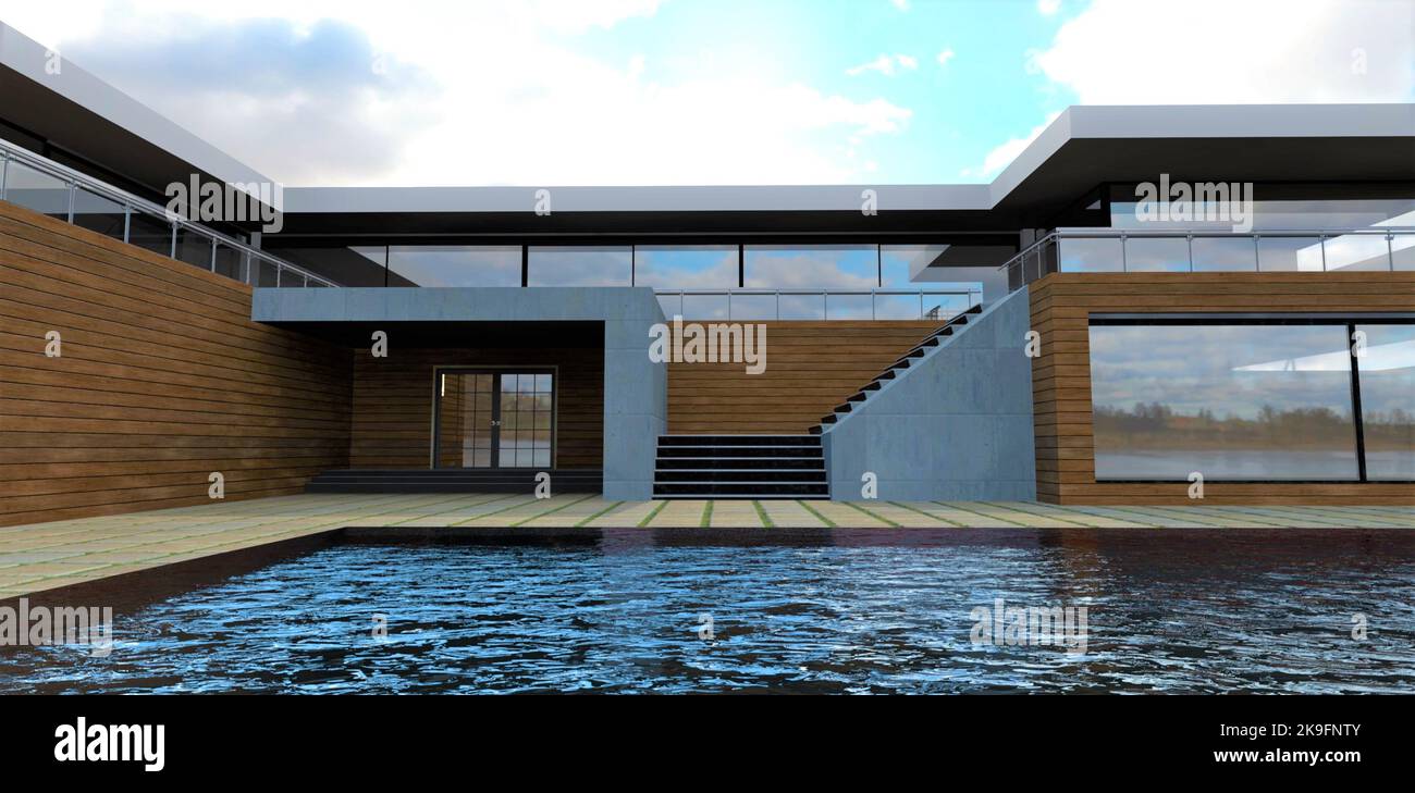 Von der Terrasse aus geht es die Treppe hinunter direkt in den Innenhof ...