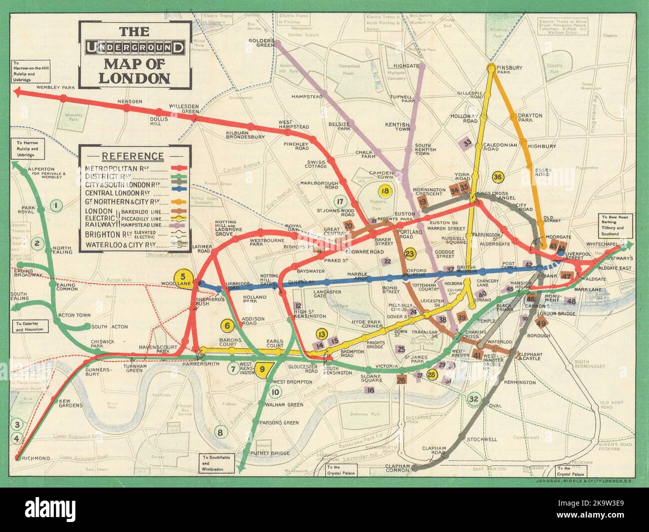 Die U-Bahn-Karte von London. Tube Network map 1911 alte antike Karte ...
