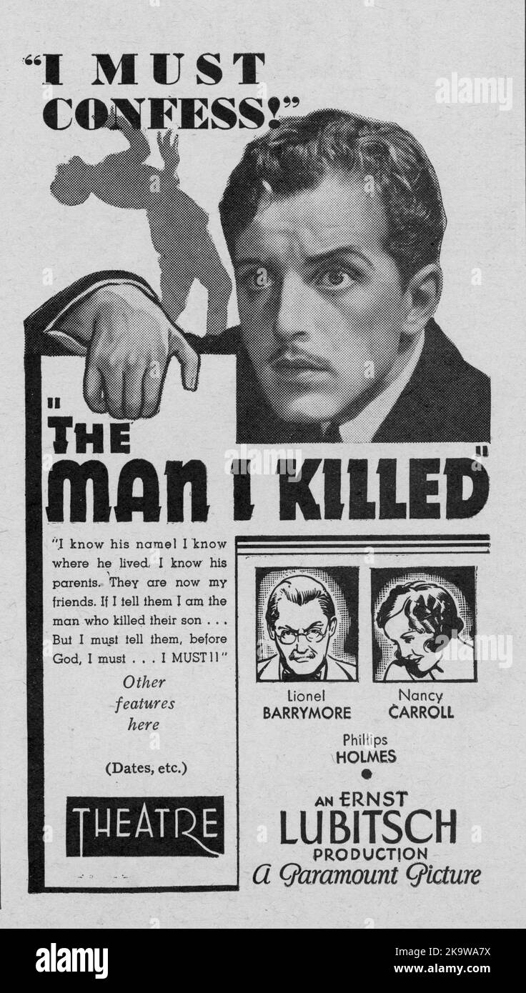 LIONEL BARRYMORE NANCY CARROLL und PHILLIPS HOLMES in THE MAN I KILLED ...