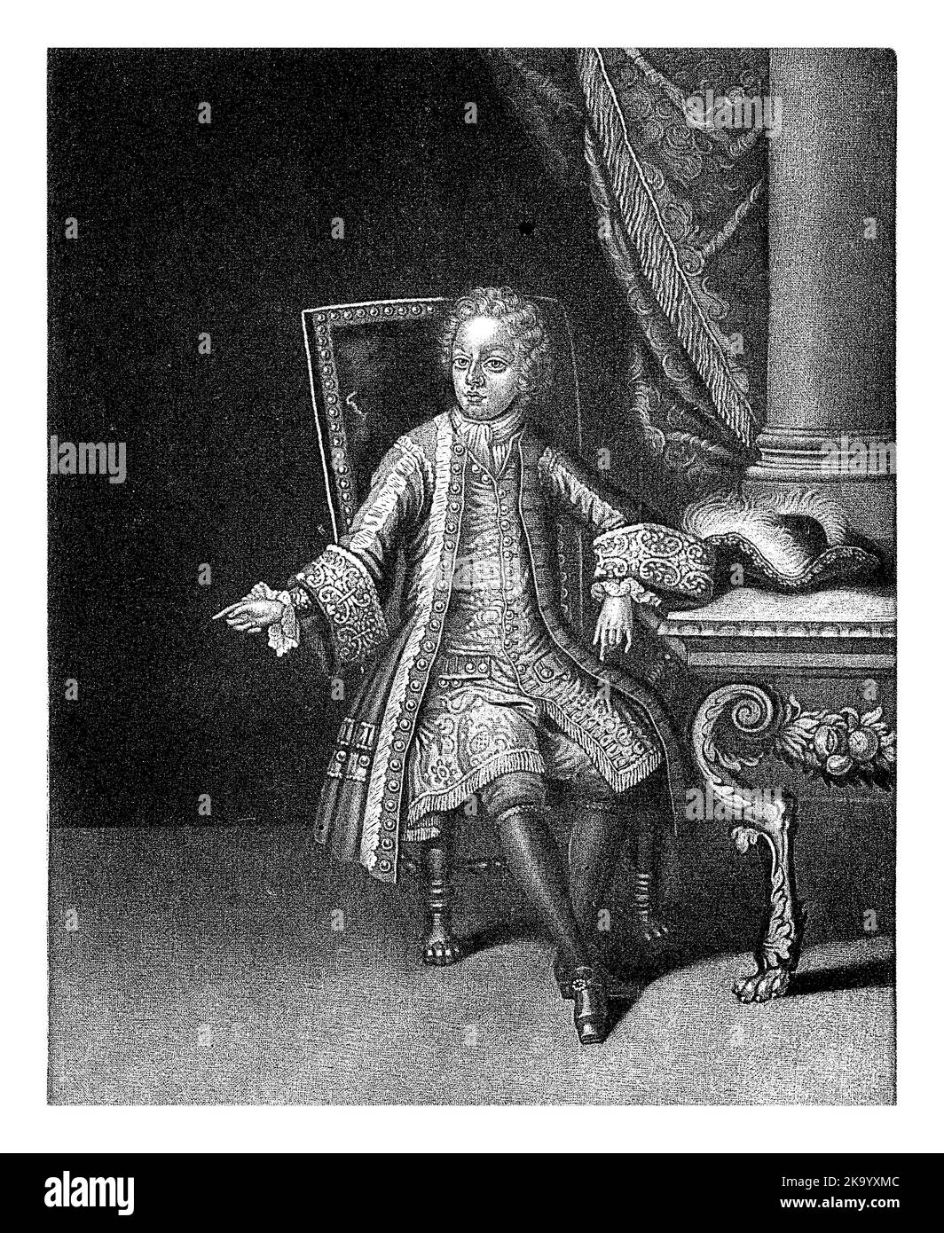 Willem Hendrik, Graf von Solms, in jungen Jahren. Er sitzt auf einem ...