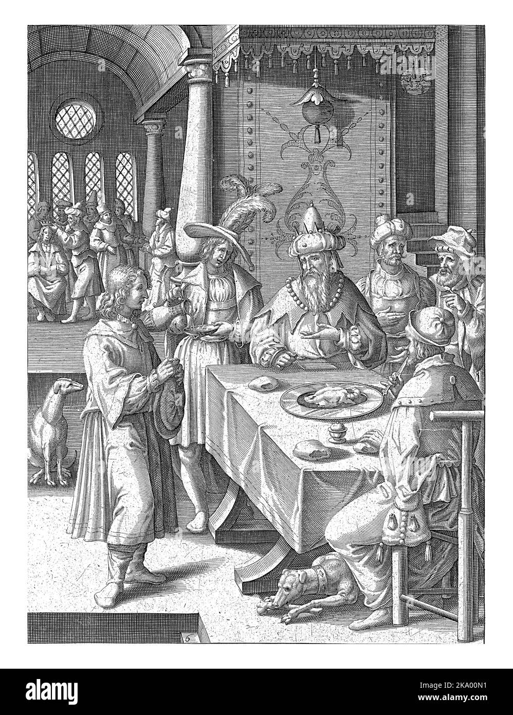 Der Pharao isst am Tisch, Joseph wird aus dem Gefängnis geholt, um ...