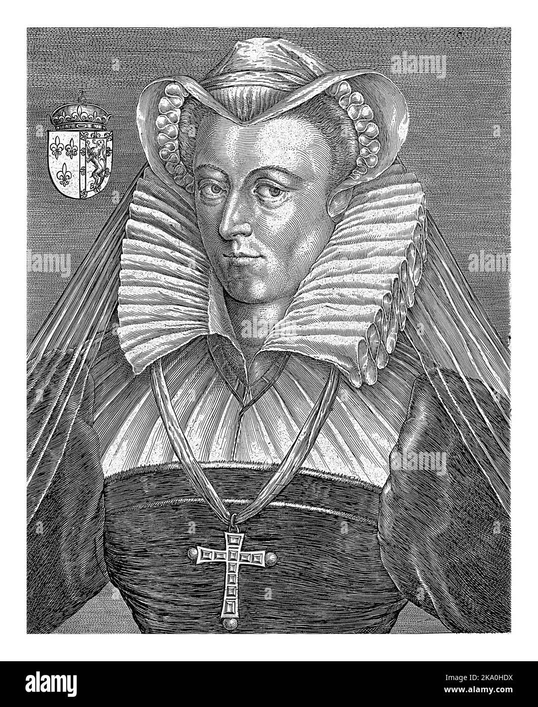 Brustportrait von Mary I. Stuart, Königin von Schottland, nach links ...