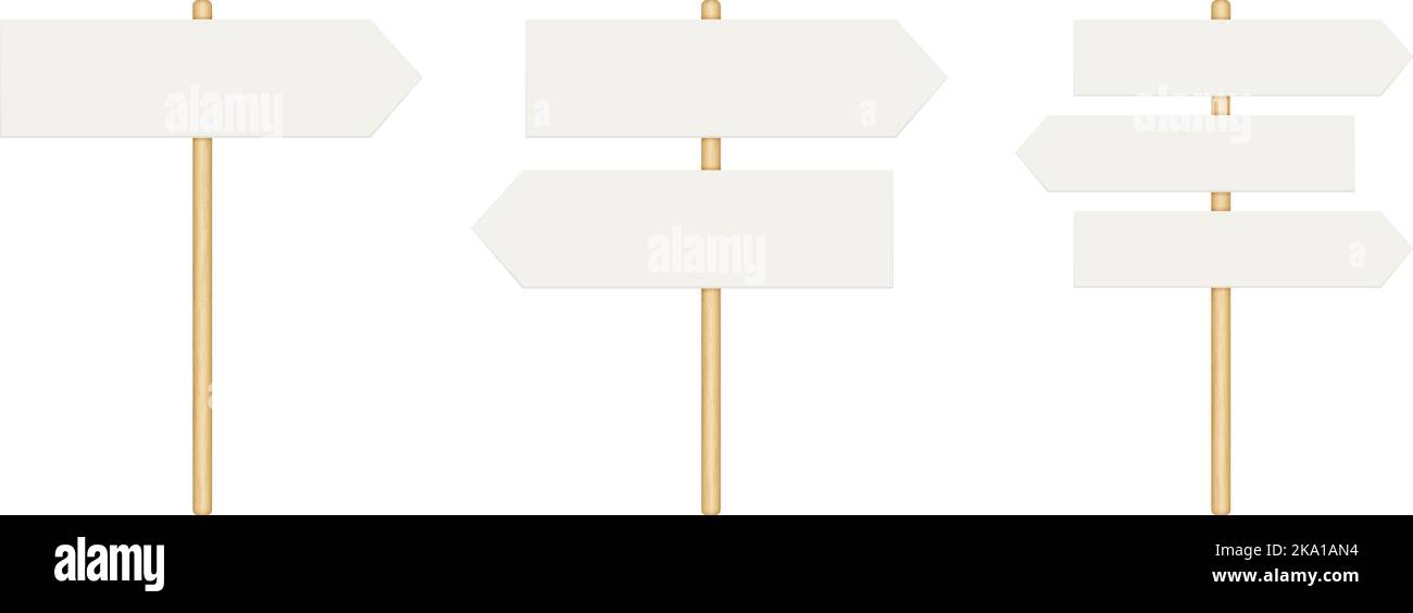 Schild mit Holzmast. Wegweiser Pfosten mit Pfeil. Straßenbretter ...