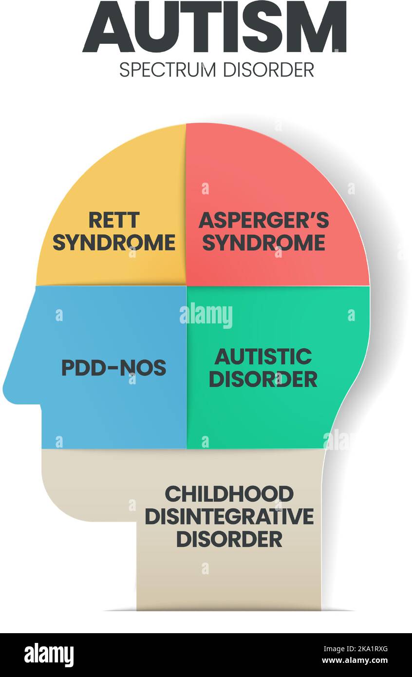 Infografik zur Darstellung von Autismus-Spektrum-Störungen (ASD) mit ... Infografik zur Darstellung von Autismus-Spektrum-Störungen (ASD) mit ...