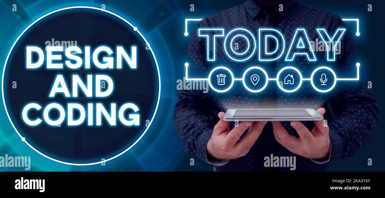 Handschrift Zeichen Design und Codierung. Internet-Konzept HTML und ...