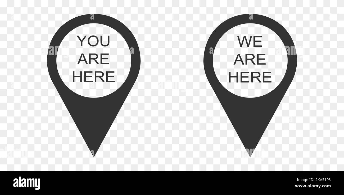 Sie und wir sind hier Karte Pin-Symbole isoliert auf transparentem ...