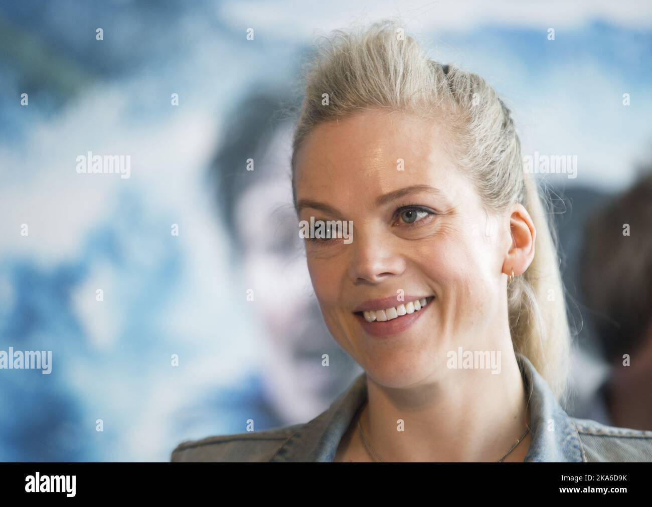 Haugesund, Norwegen 20150816. Die Schauspielerin Ane Dahl Torp bei der Pressekonferenz am ...