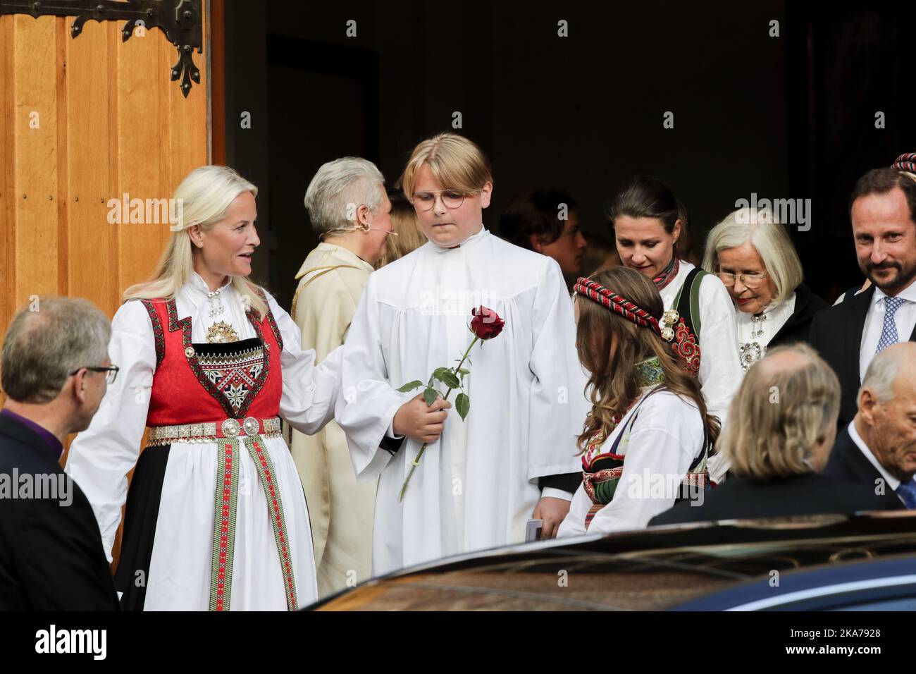 Asker, Norwegen 20200905. Kronprinz Haakon (rechts), Prinzessin Ingrid ...