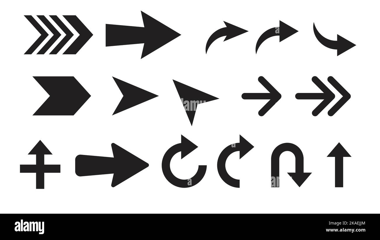 Pfeile große schwarze Set-Symbole. Pfeilsymbol. Erfassung von ...