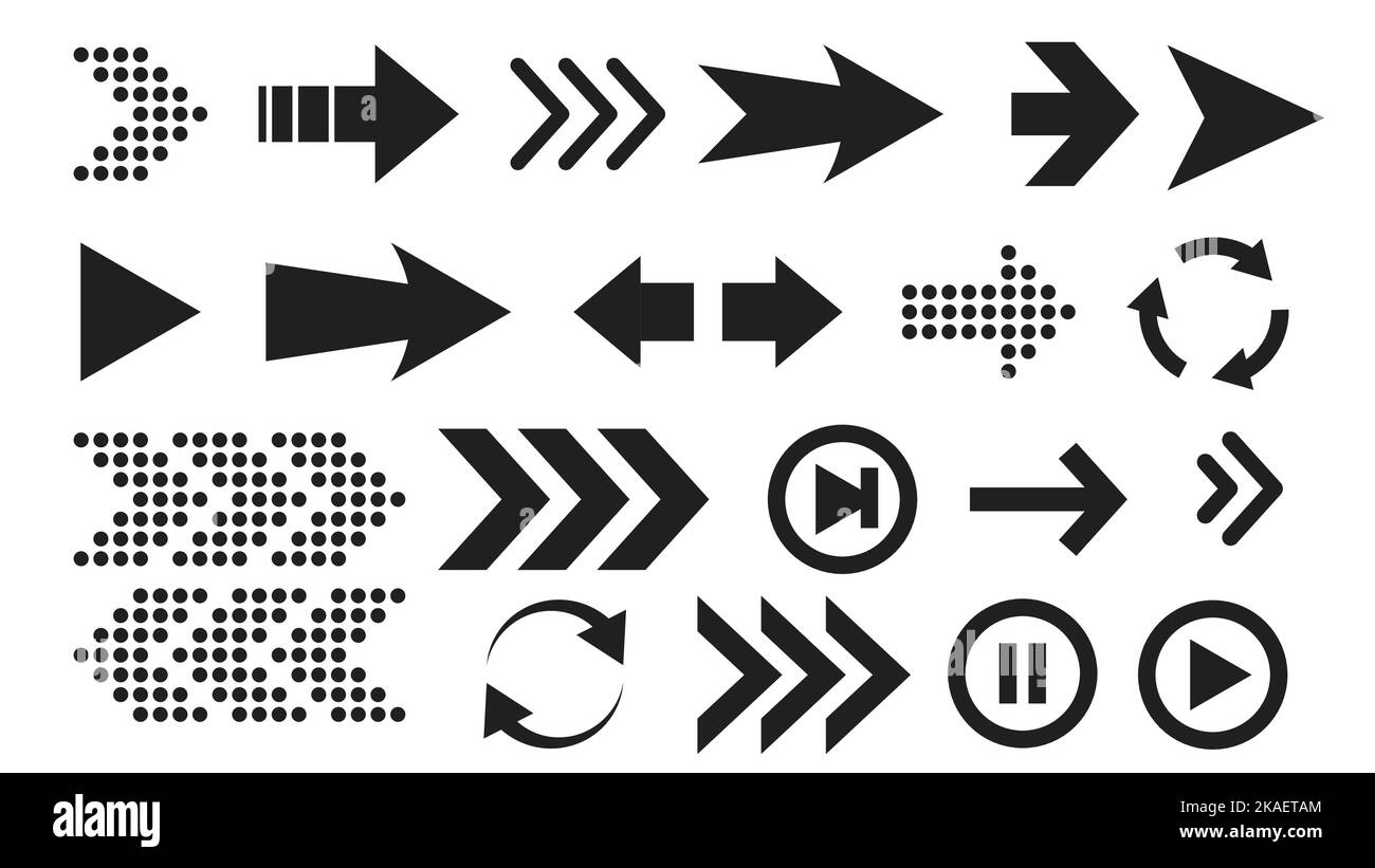 Pfeile große schwarze Set-Symbole. Pfeilsymbol. Erfassung von ...