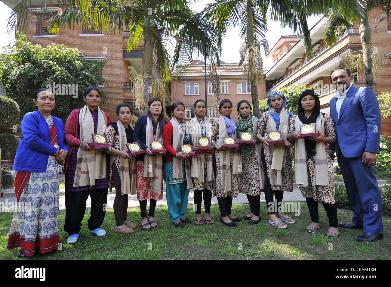 (L-R) Anuradha Koirala, die Gründerin von Maiti Nepal, Sabina Ghimire ...