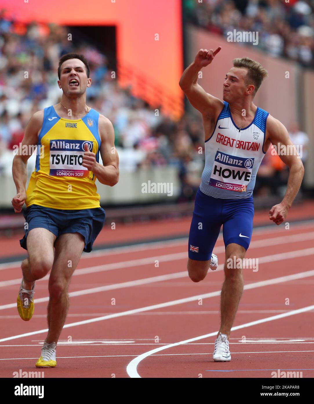Jordan Howe of Great Britain man's 100m T35 Final during World para ...
