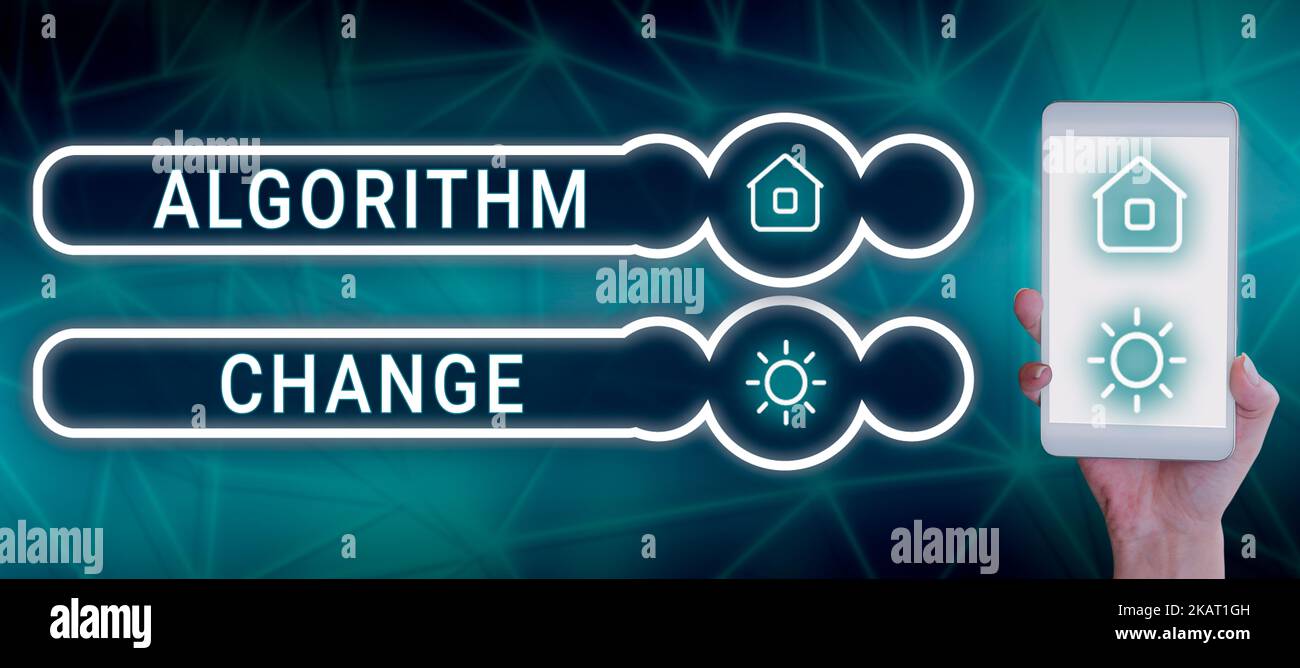 Inspiration zeigt Zeichen Algorithmus Änderung. Wort geschrieben über verwaltete Investitionen ...