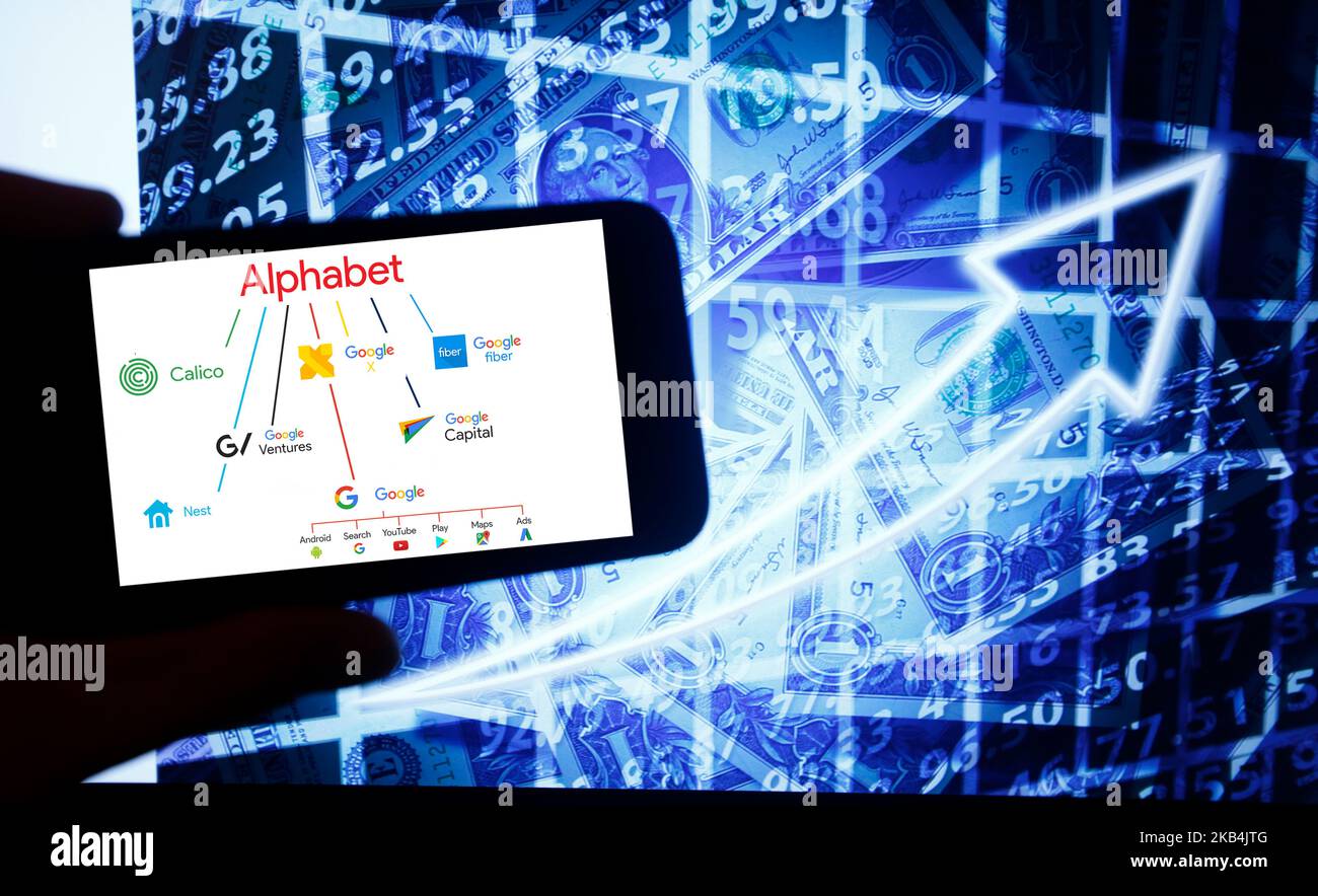 Das Logo der Alphabet-Unternehmen Calico, Google X, Google Fiber ...