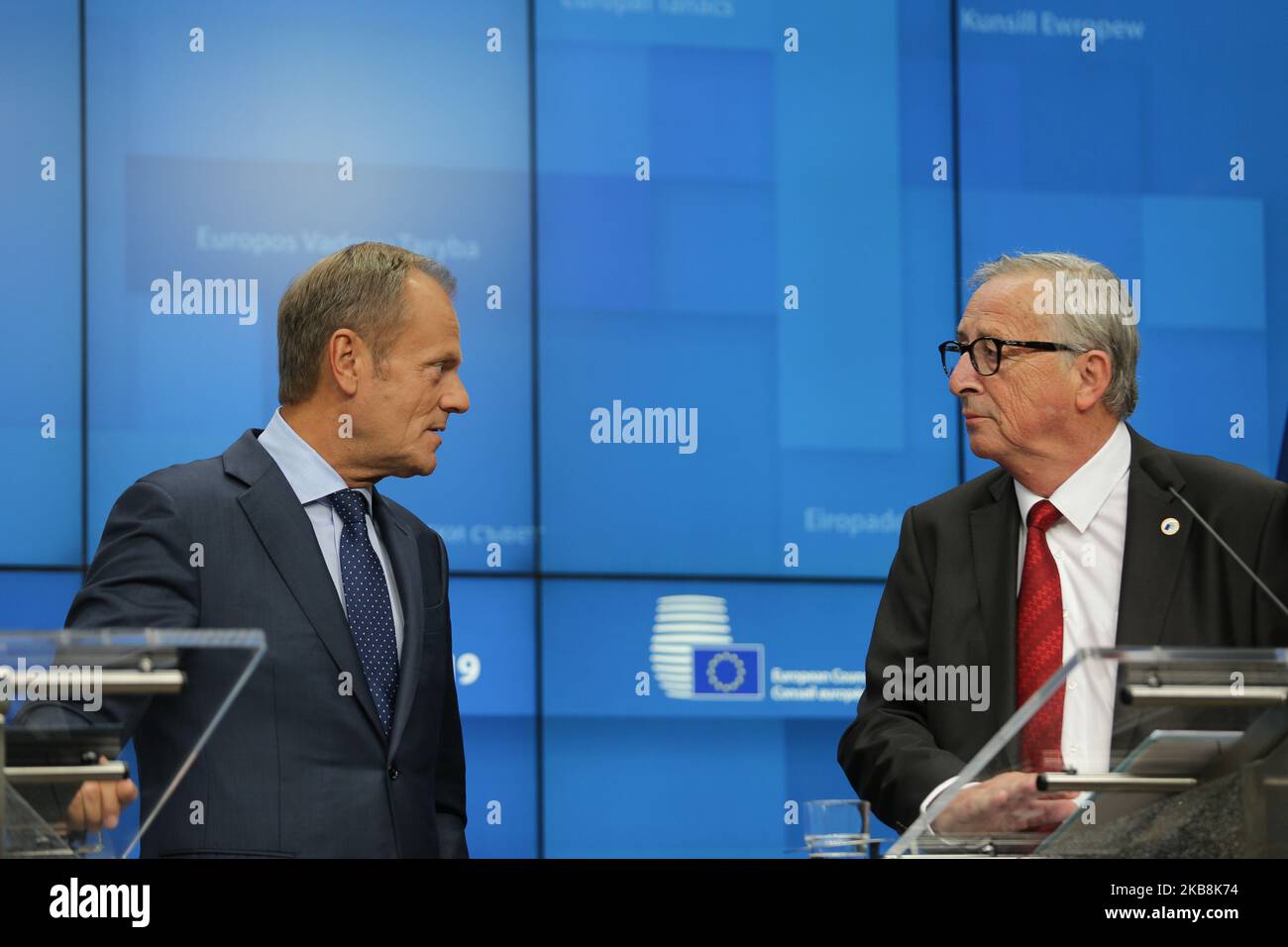 Donald Tusk, Präsident des Europäischen Rates, und Jean Claude Juncker ...