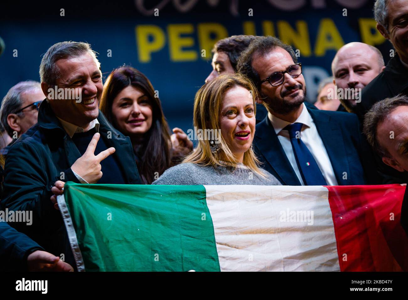 Comitia des Führers der Fratelli d'Italia, Giorgia Meloni in Bari. Die ...