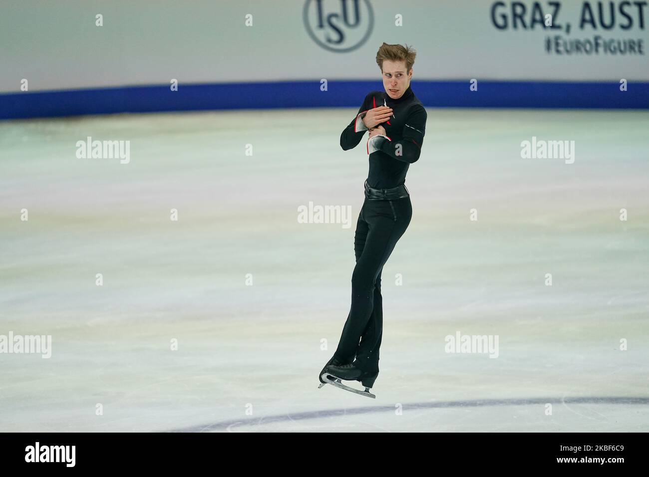 Alexander Samarin aus Russland beim Men Free Skating bei ISU European ...