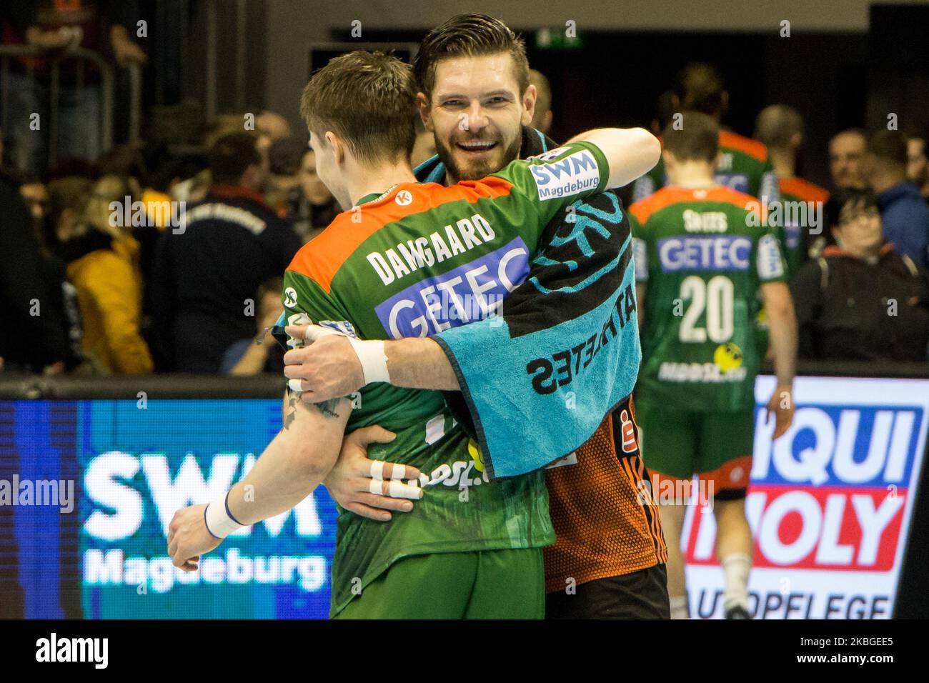 Michael Damgaard aus Magdeburg und Evgeni Pevnov aus die Recken nach ...