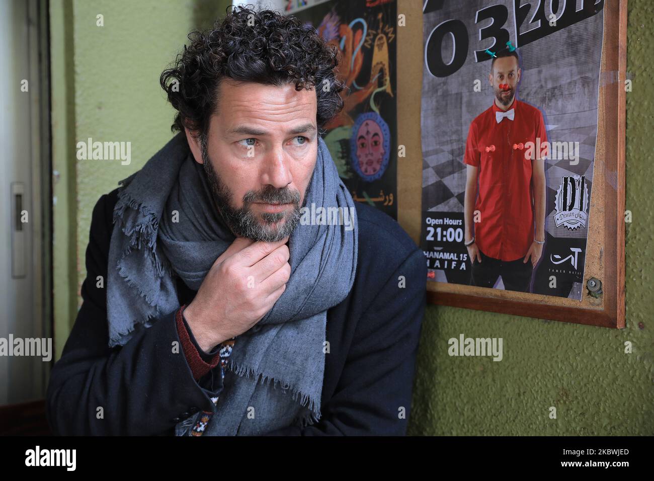Saleh Bakri, Portrait im Cafe Alika in der Hilel Road in Haifa, Israel ...