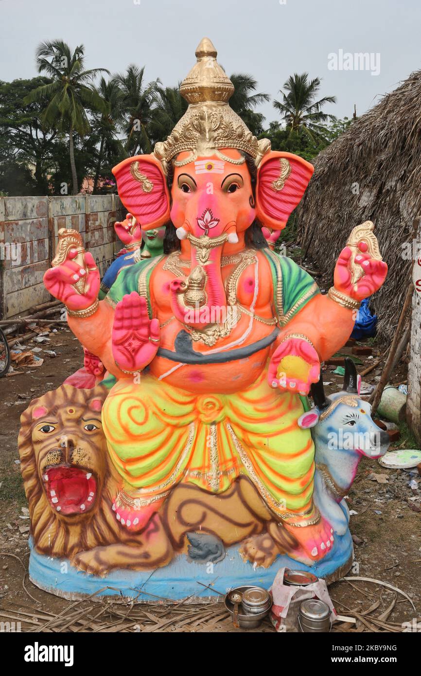 Großes Tonidol von Lord Ganesha (Lord Ganesh) bei einem Idol-Workshop ...
