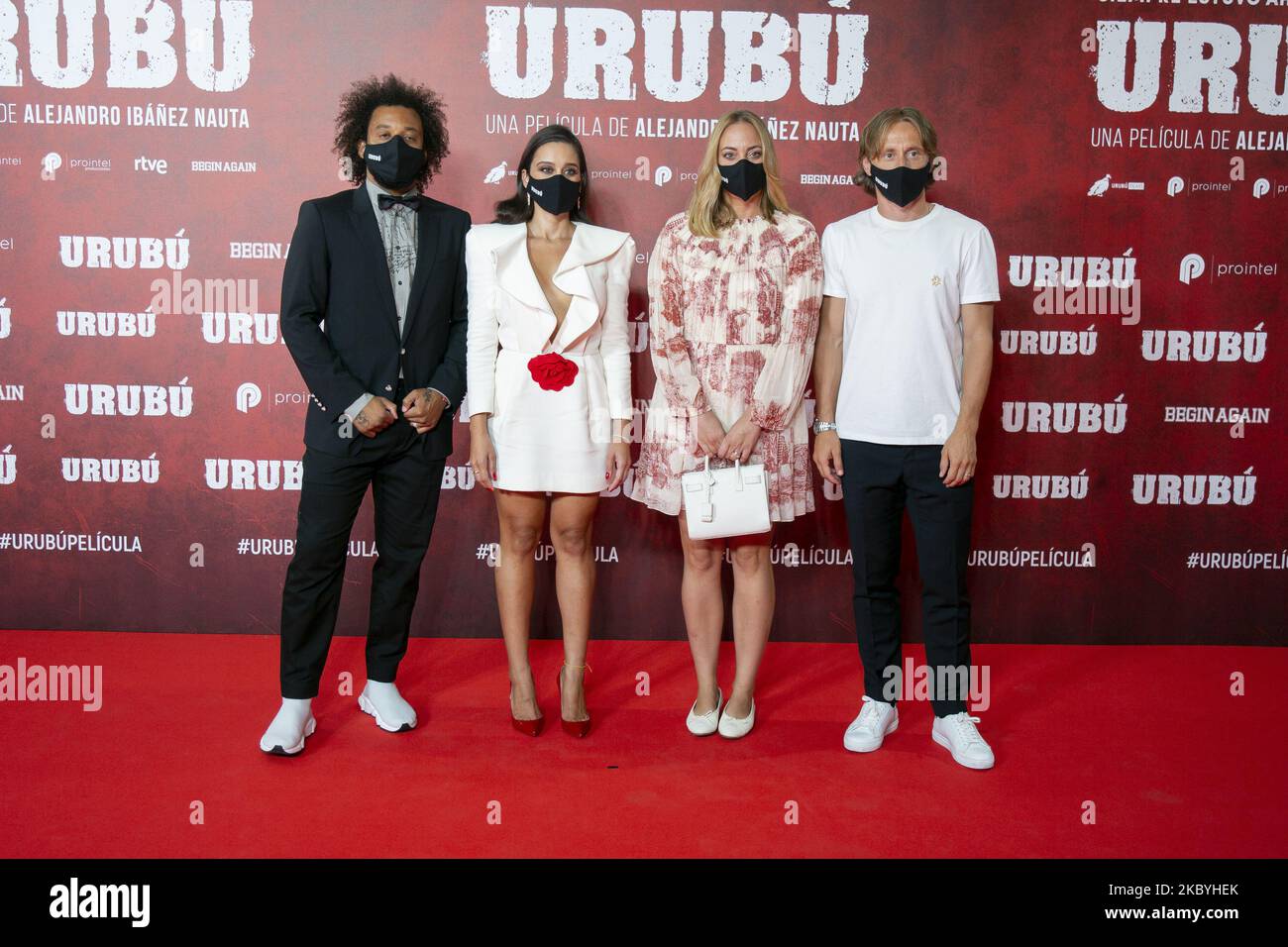 Marcelo Vieira, Frau Clarice Alves, Luka Modric und Frau Vanja Bosnic ...