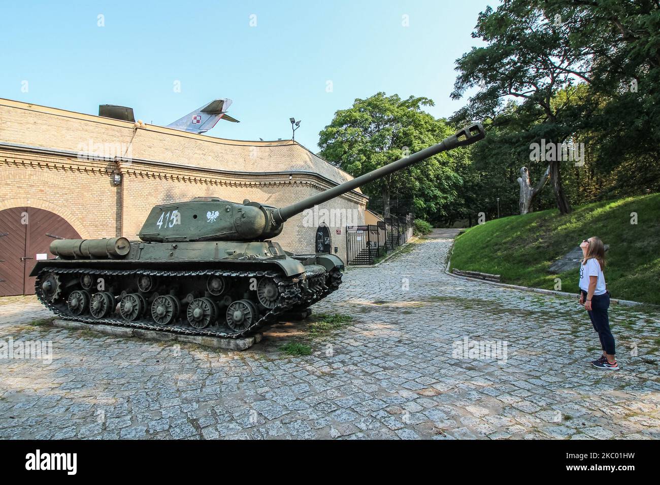 T34 sowjetischer Panzer, der früher in der polnischen Armee diente, jetzt als Museumsausstellung ...