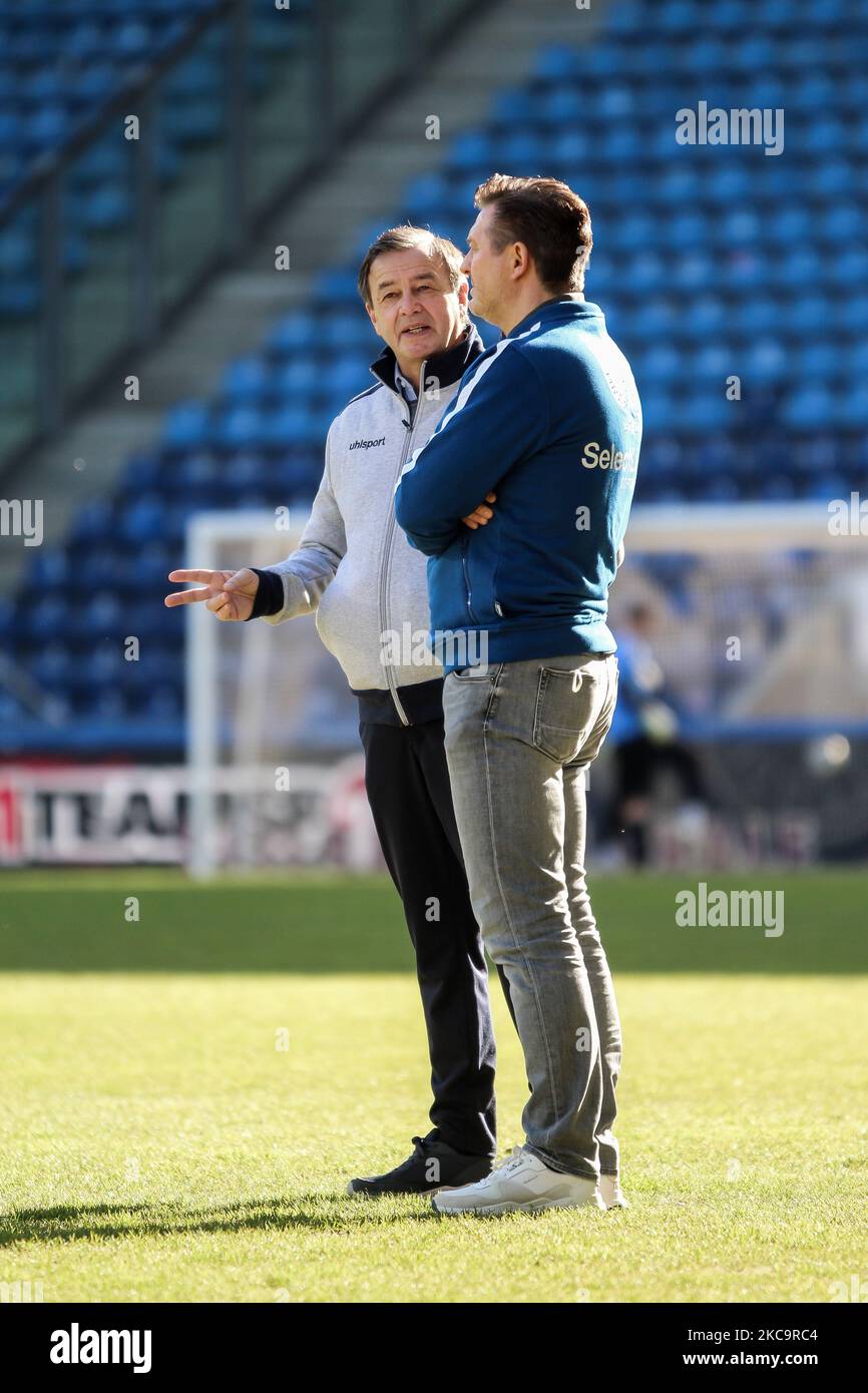 Cheftrainer Christian Titz und Sportdirektor Otmar Schork von 1. Der FC ...
