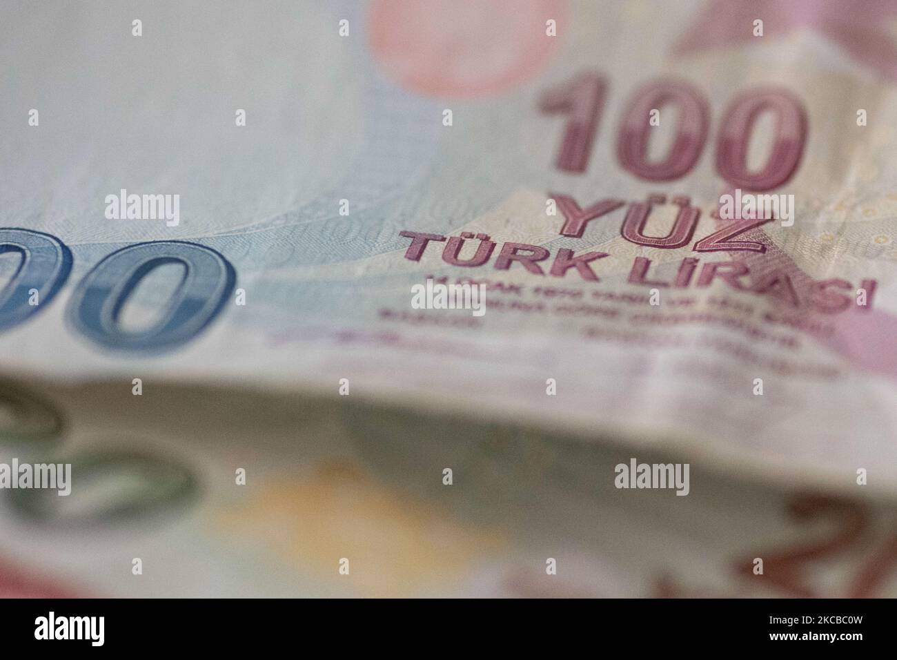 Illustration der türkischen Lira-Banknoten, die Währung der Türkei, auf ...