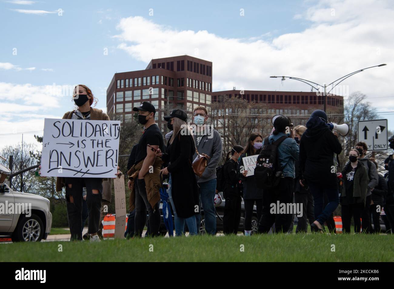 Metro Detroit Aktivisten vom WWN Detroit und APIA Vote veranstalteten ...