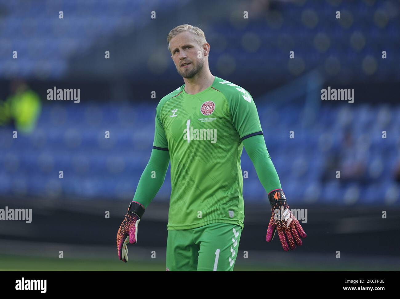 Der Däne Kasper Schmeichel beim Freundschaftsspiel vor der Euro 2021 ...
