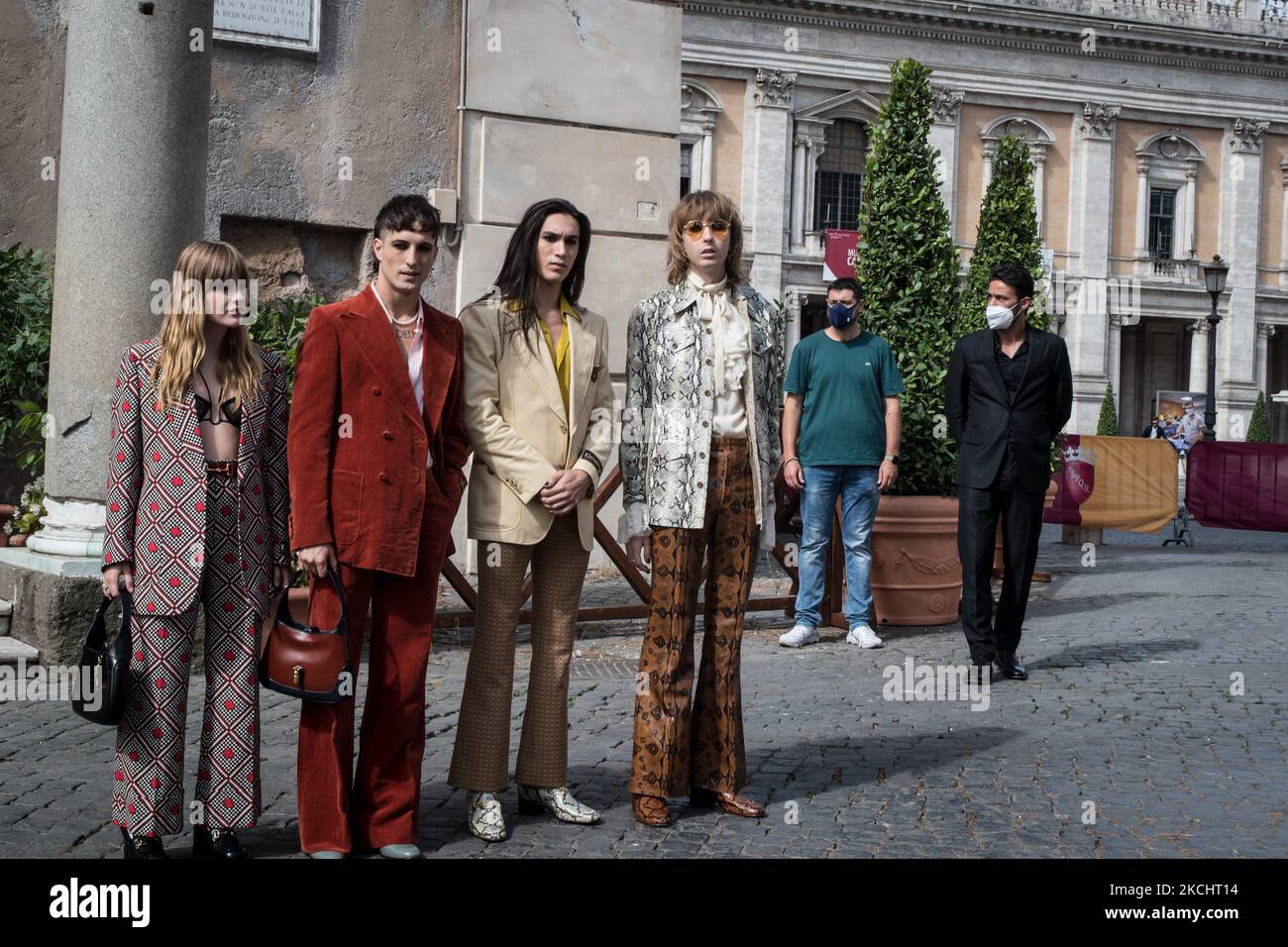 Mitglieder der Band Maneskin, Victoria De Angelis, Damiano David, Ethan Torchio und Thomas Raggi ...