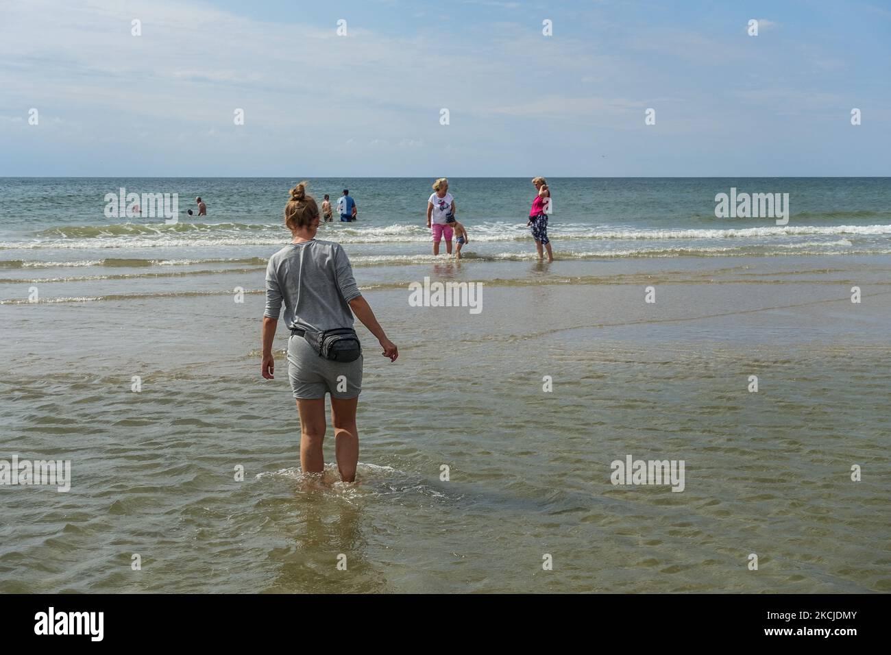Am Autostrand der Insel Romo (Romo bilstrand), Wattenmeer, Dänemark ...