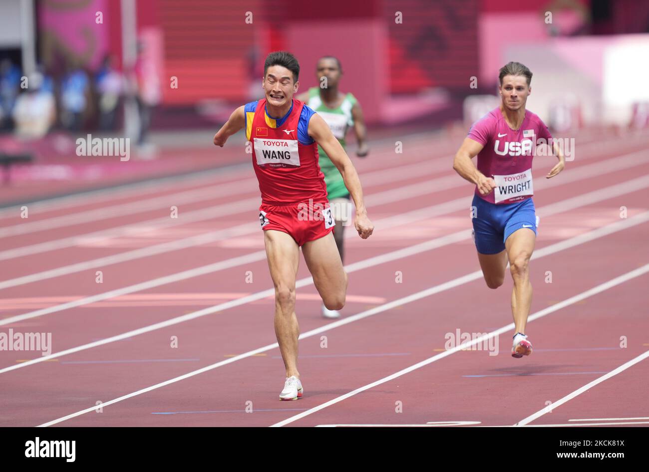 Hao Wang aus China wurde am 27. August 2021 während der Leichtathletik bei den Tokyo ...