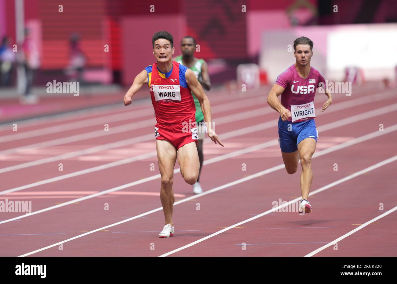 Hao Wang aus China wurde am 27. August 2021 während der Leichtathletik bei den Tokyo ...