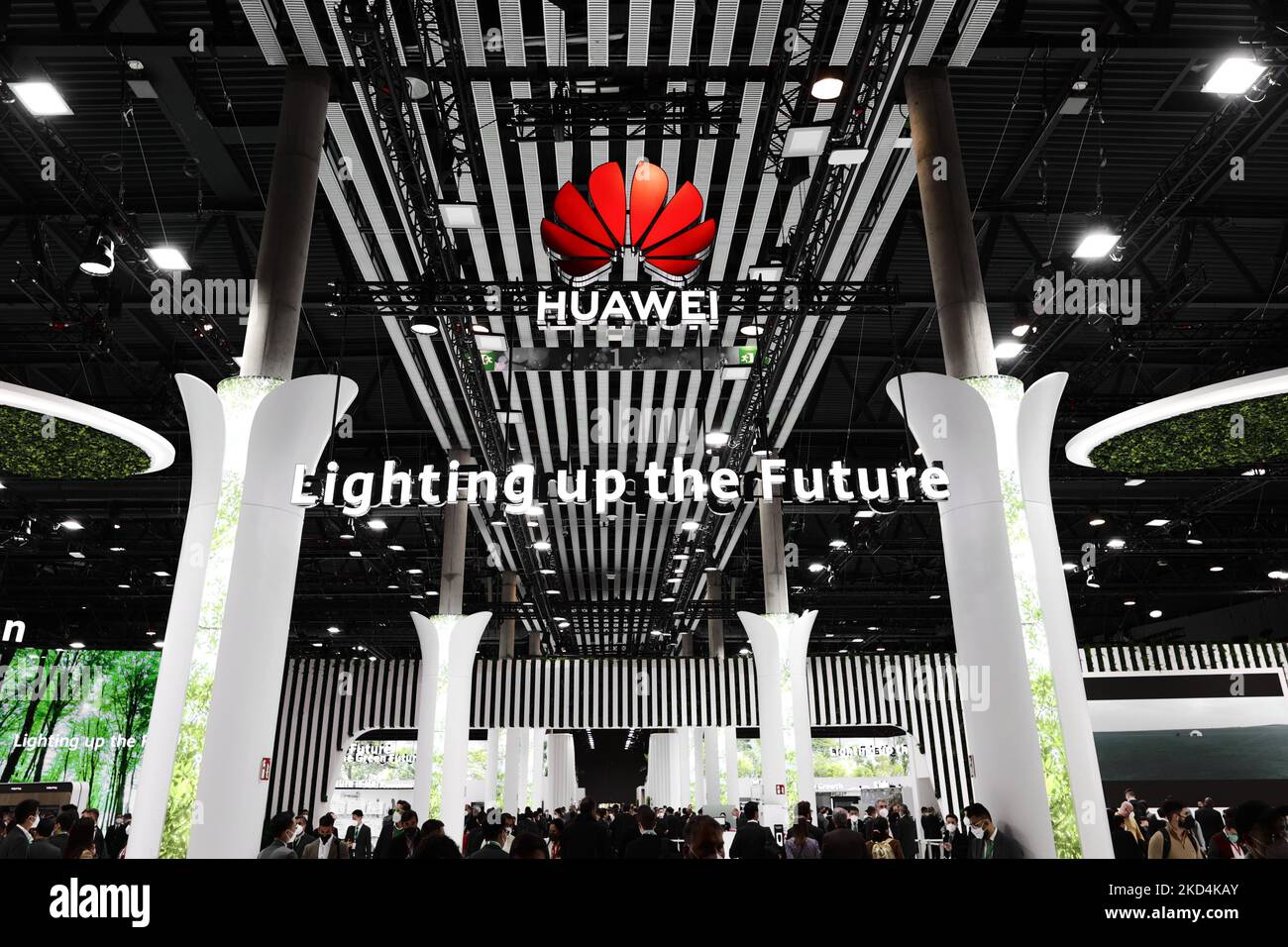 Huawei Logo Auf Dem Huawei Stand Während Des Mobile World Congress Mwc