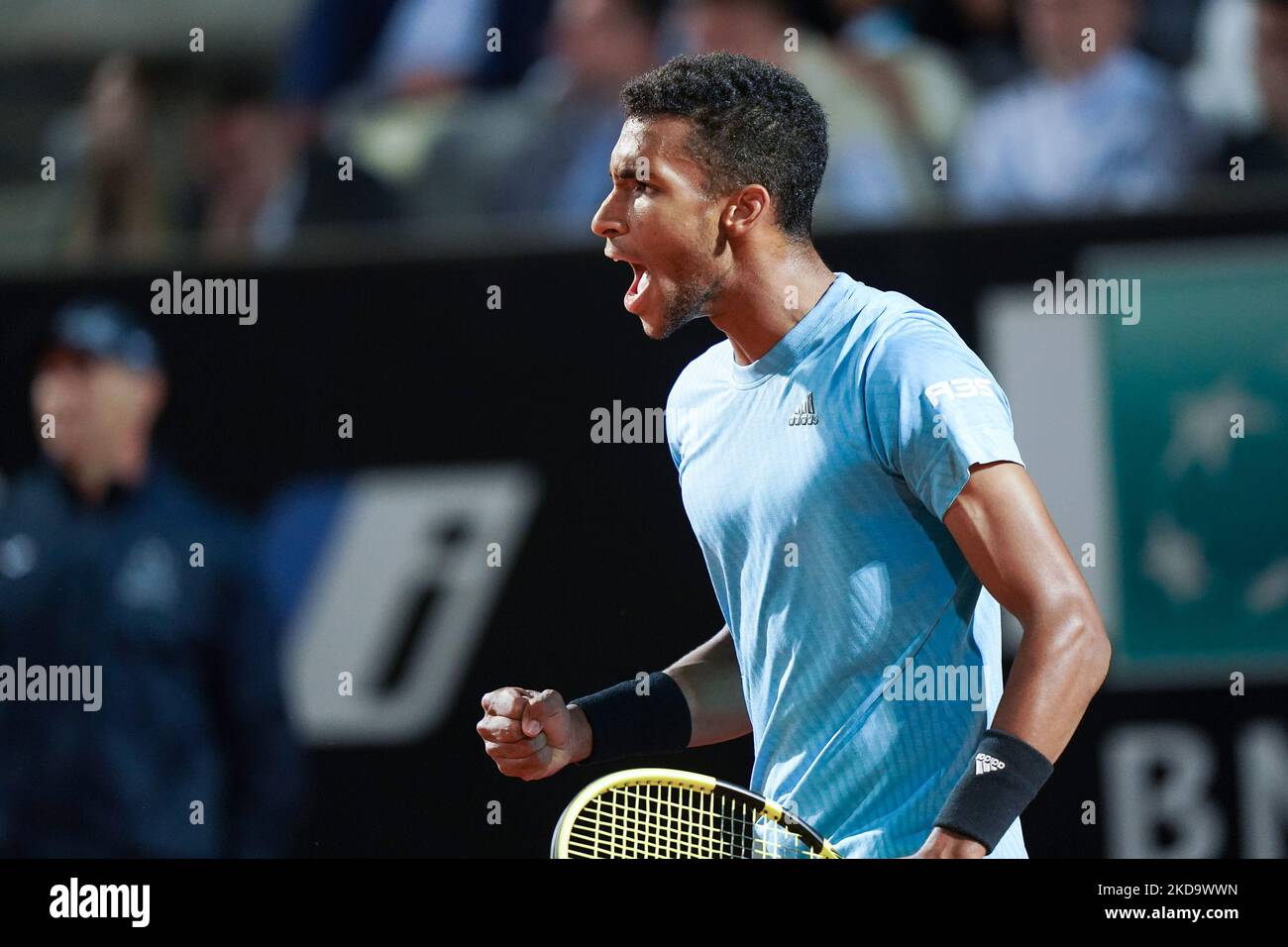 Felix Auger-Aliassime feiert während des Internazionali BNL D'Italia ...