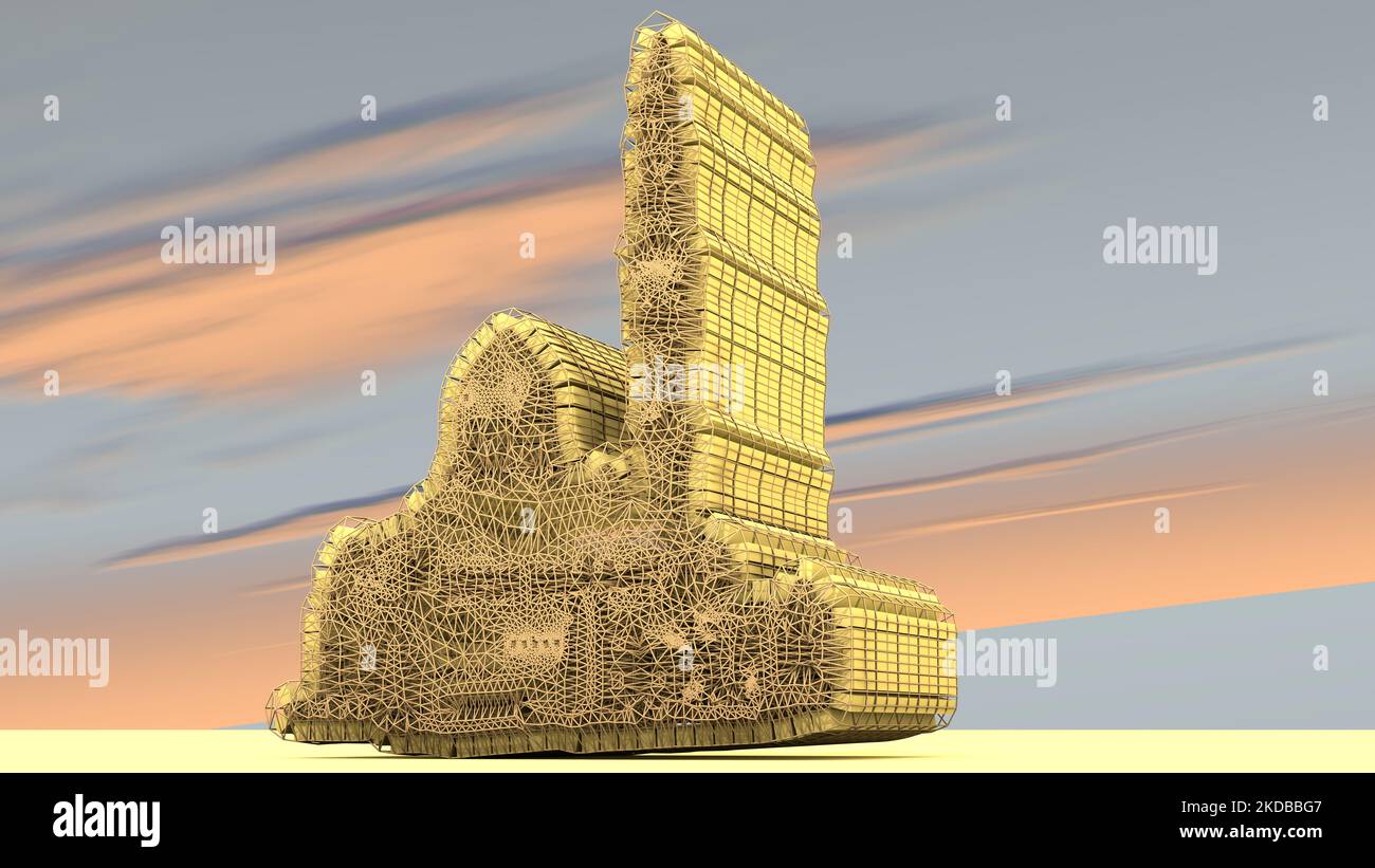 3D Illustration einer Moschee oder Masjid, in der Muslime Gebete ...