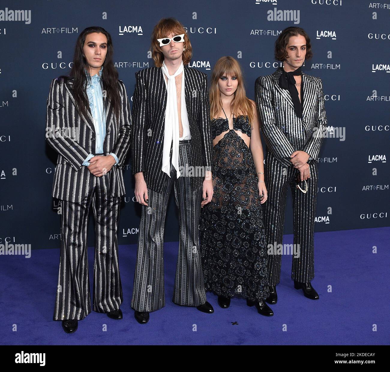 Ethan Torchio, Thomas Raggi, Victoria De Angelis, Damiano David aus Måneskin kommen zur LACMA ...