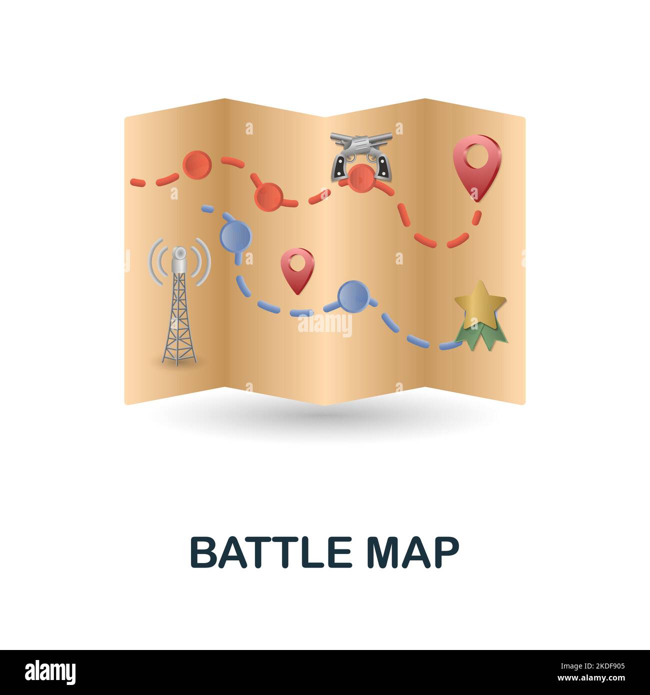 Battle Map-Symbol. 3D Illustration aus der Kriegssammlung. Creative ...