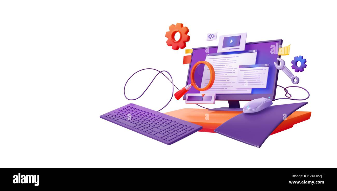 3D Rendern von Code-Tests, Funktionstests, Programmierung, Suchfehlern ...