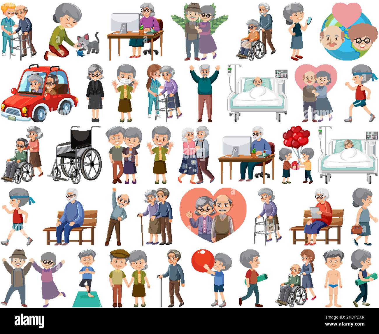 Sammlung von älteren Menschen Symbole Illustration Stock-Vektorgrafik ...