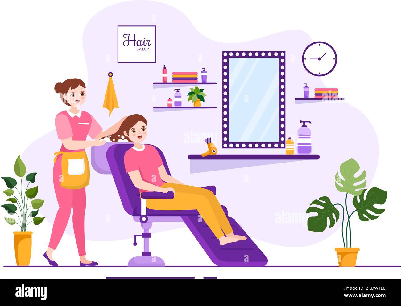 Friseursalon mit Friseur, Haarschnitt, Haarpflege und Frisur im ...