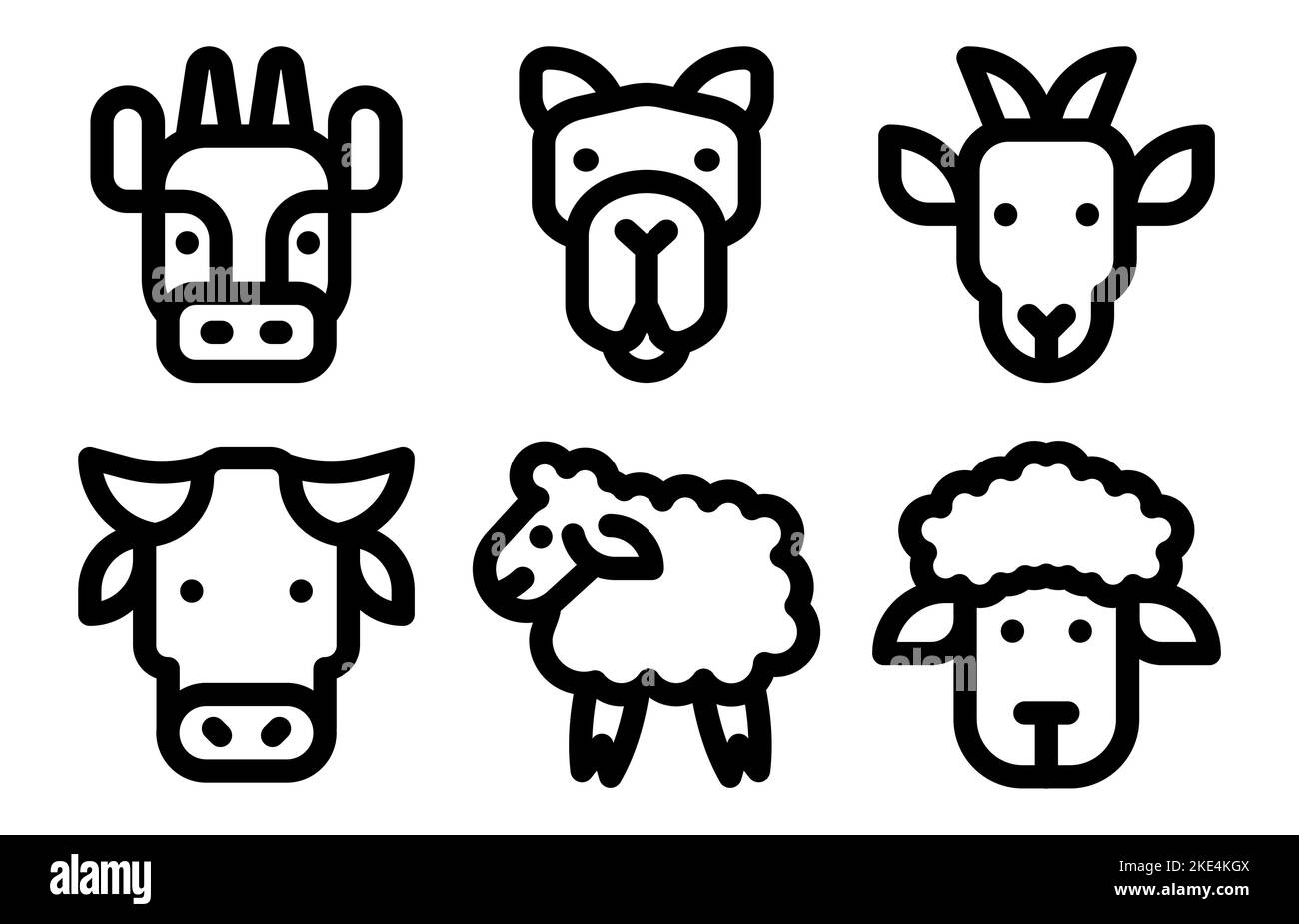 Symbole für Tiere und Haustiere. Symbole für dünne Linien festgelegt ...